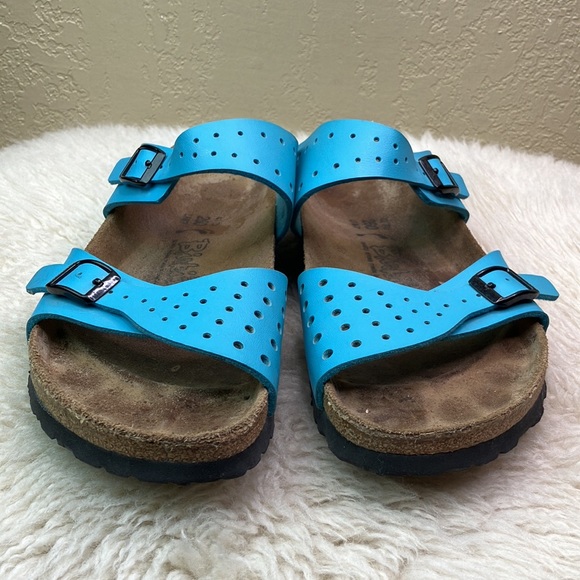Birkenstock | Shoes | Birkenstock Birkis Blue Slide Sandal | Poshmark
